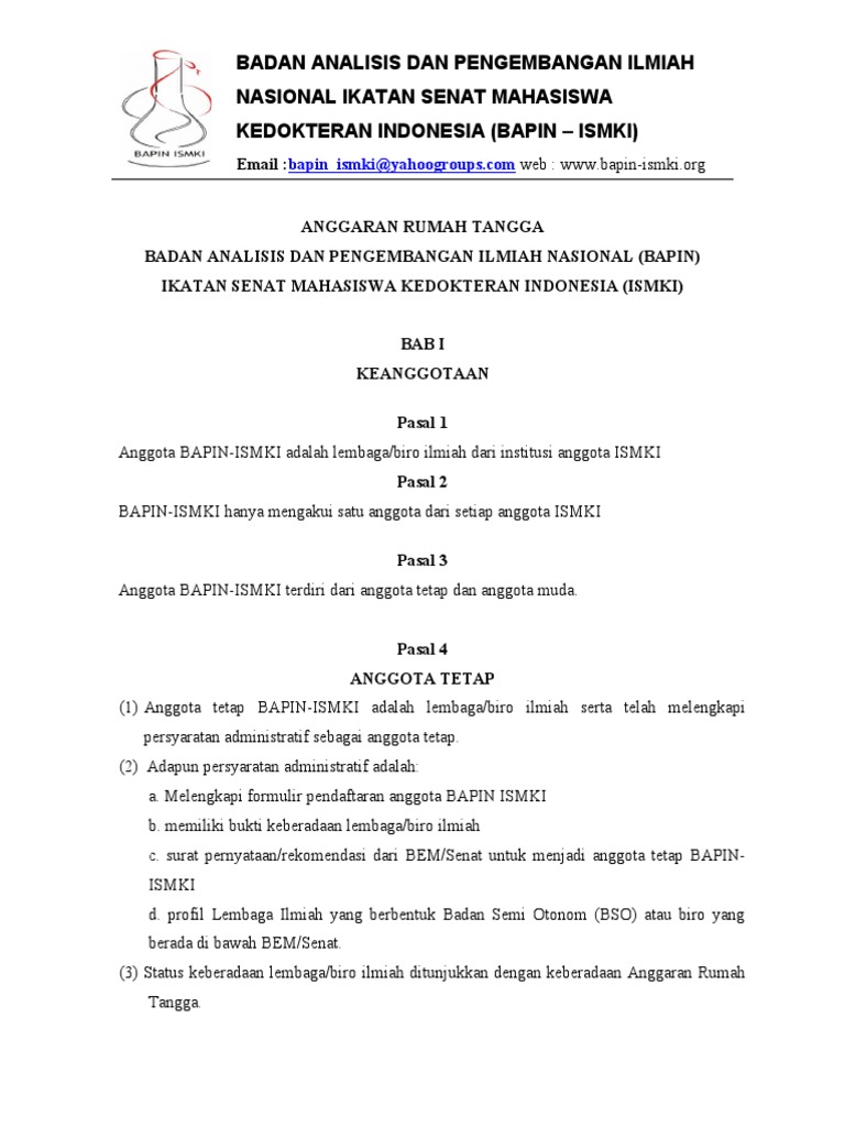 Anggaran Rumah Tangga BAPIN-ISMKI | PDF | Komputer