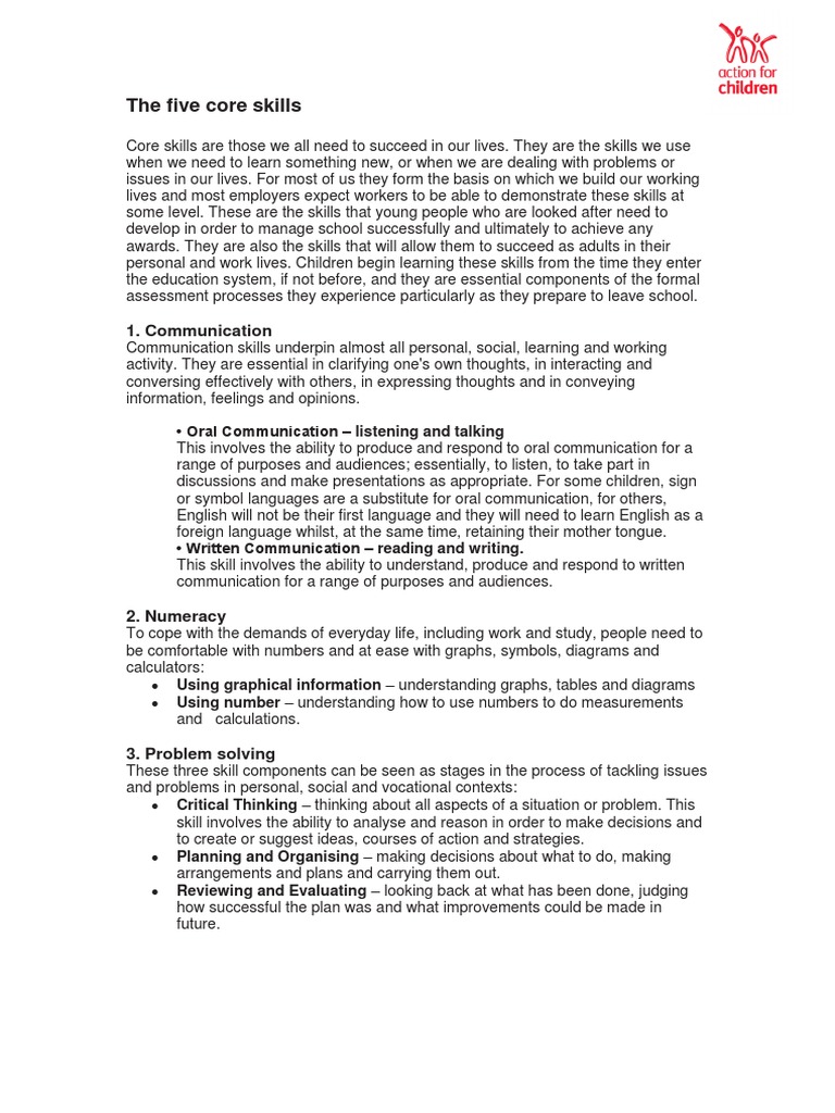 The Five Core Skills: 1. Communication | PDF | Communication | Information