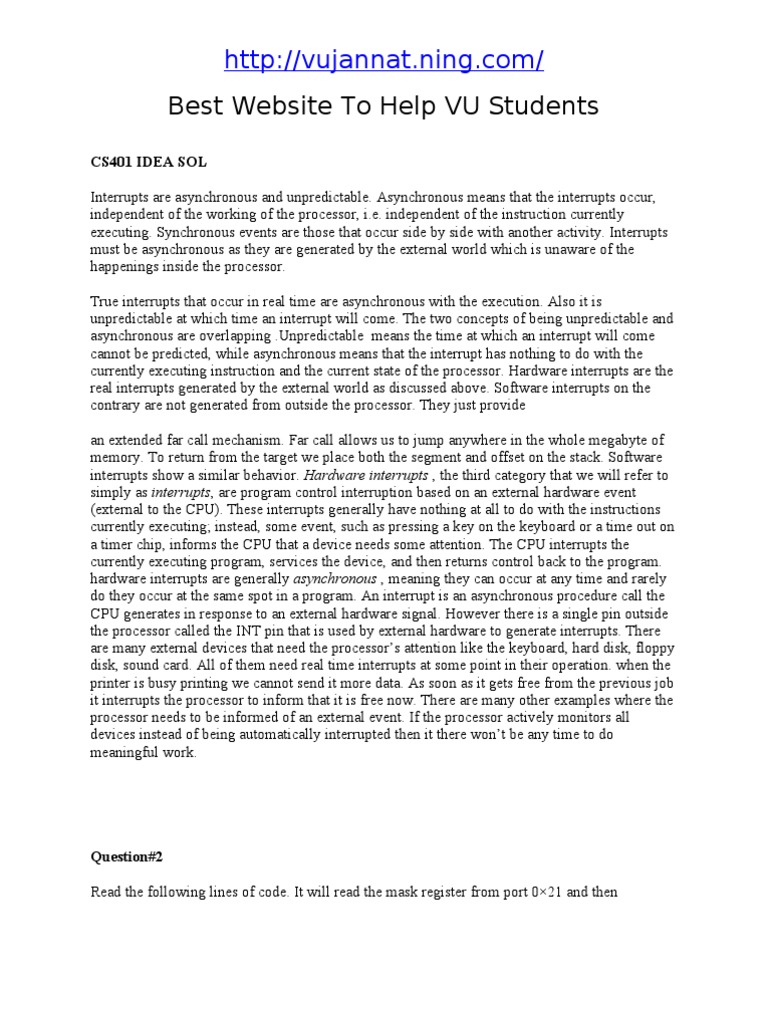 Cs401 Assignment 3 Idea Solution | PDF | Central Processing Unit ... Cs401 Assignment 3 Idea Solution | PDF | Central Processing Unit ...