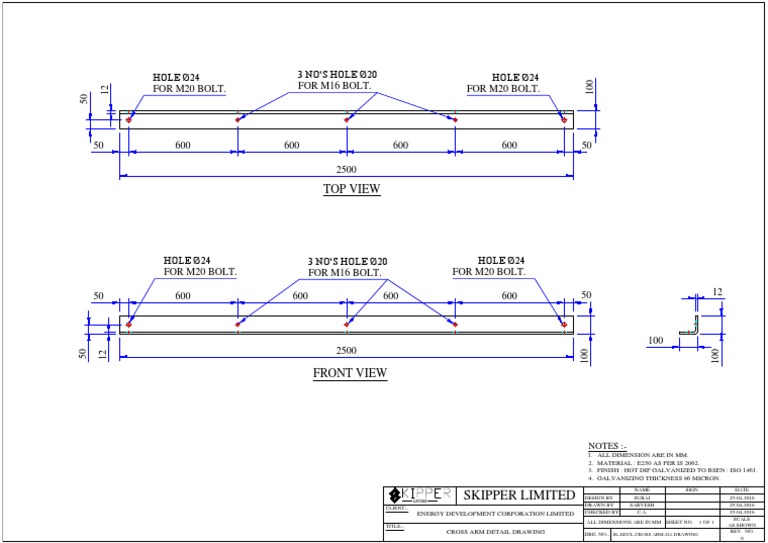 Sl-Edcl-Cross Arm-Ga Drawing | PDF