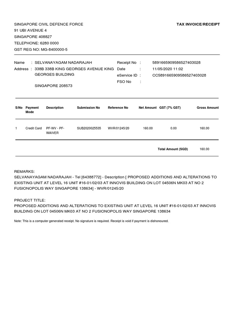 Tax Invoice/Receipt: S/No Payment Mode Description Submission No ...