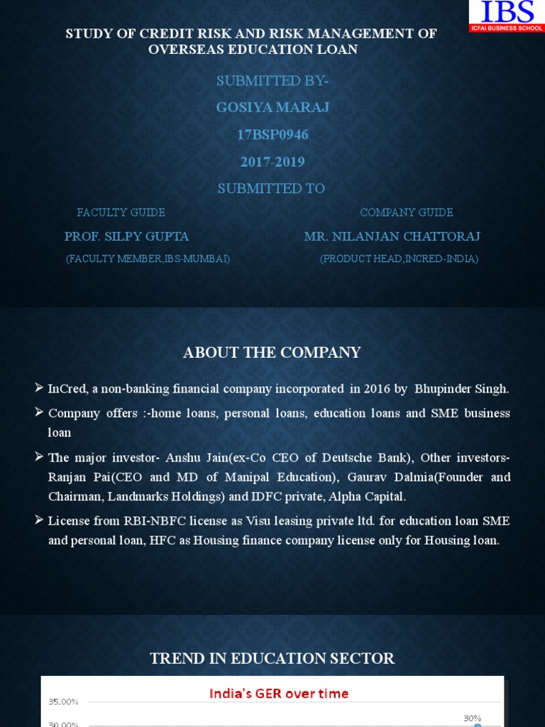 Study of Credit Risk and Risk Management of Overseas Education Loan ...