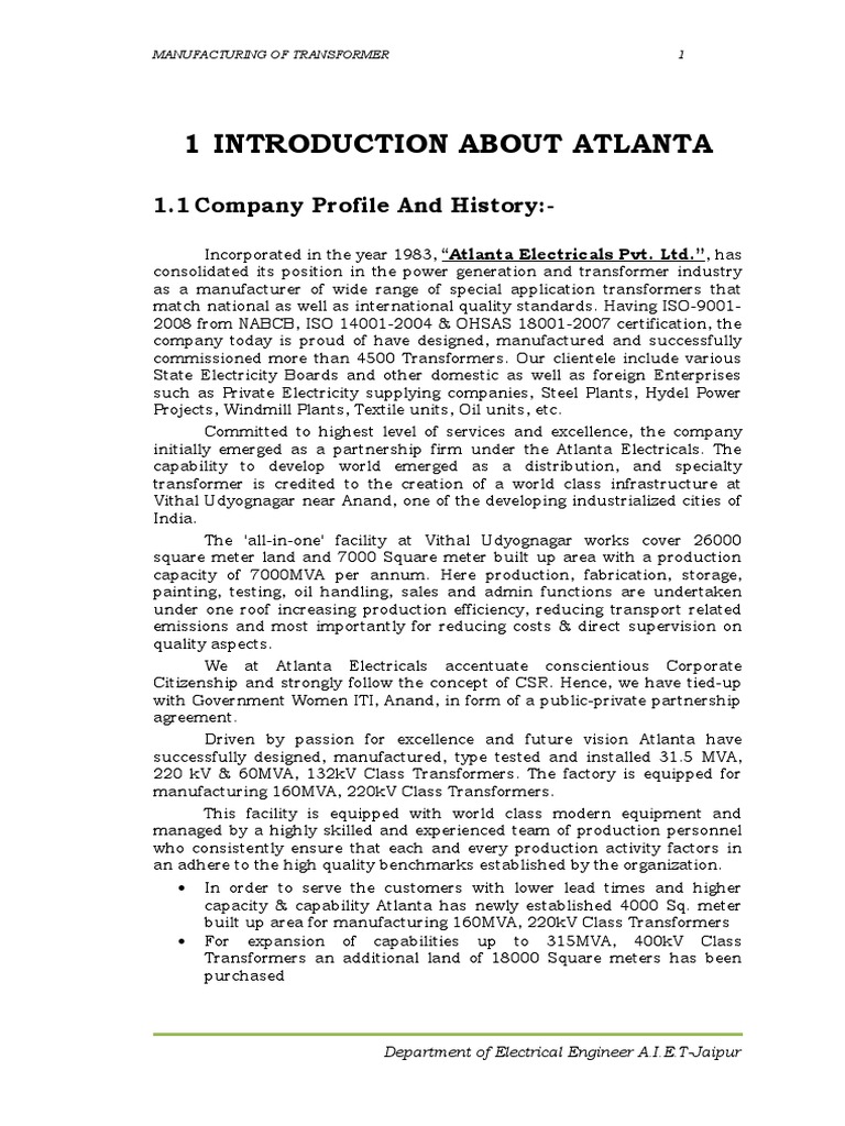 Transformer Manufacturing Process Training Report | PDF ...