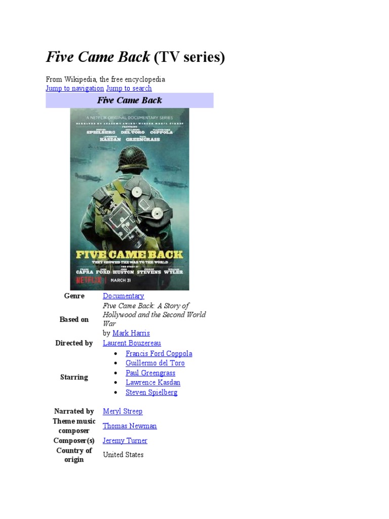 Five Came Back TV Series | PDF | Unrest