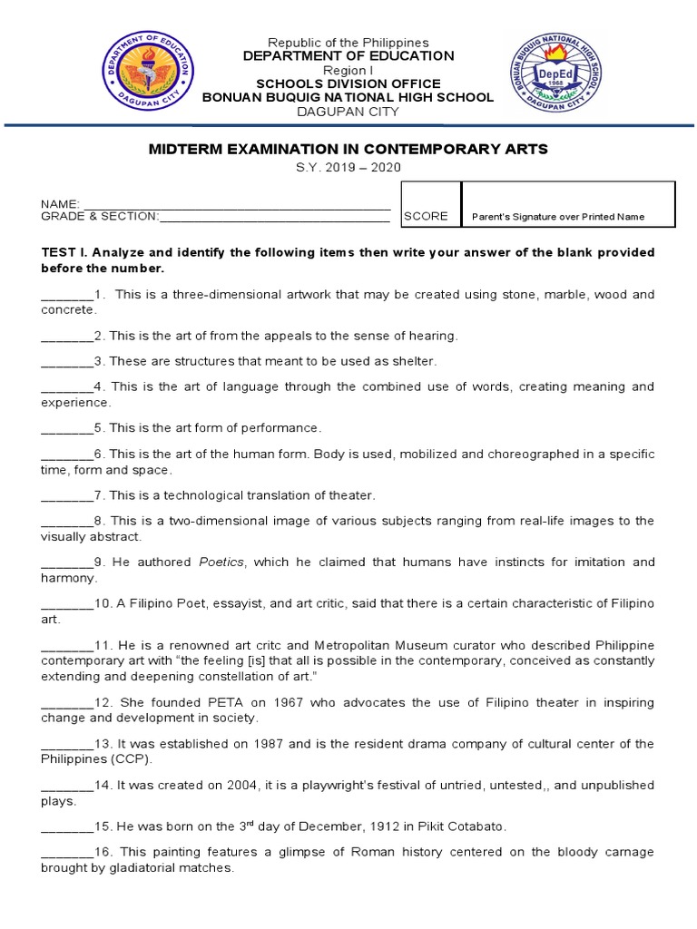 Contemp Midterm Exam | PDF | Paintings