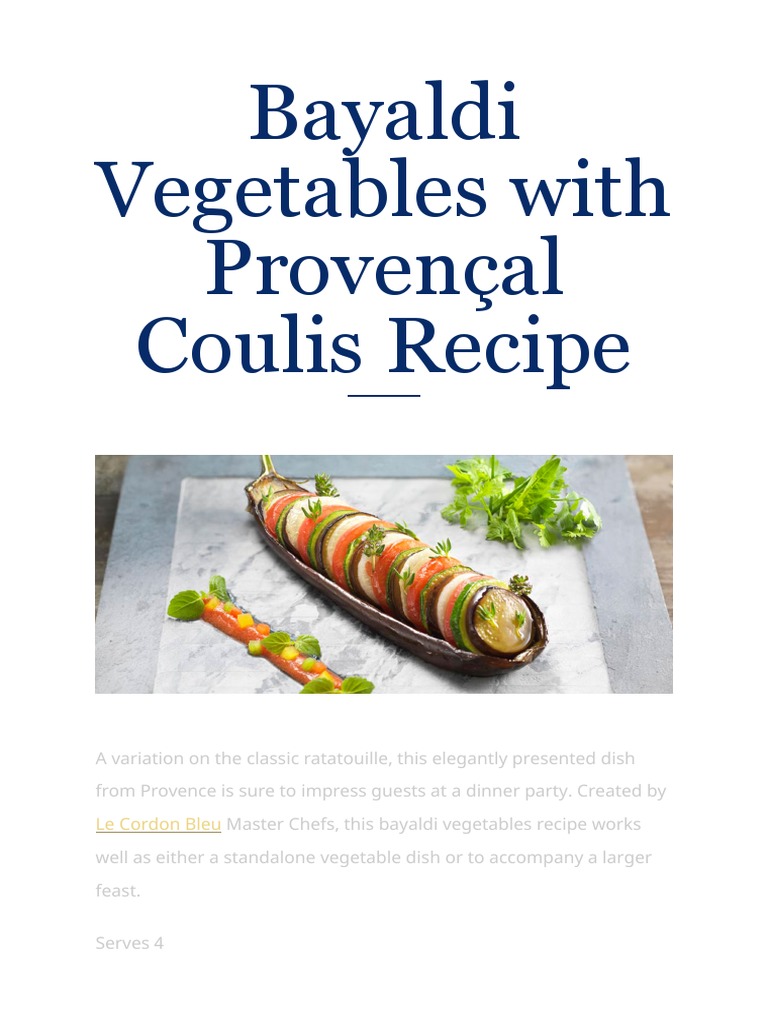 Bayaldi Vegetables With Provençal Sauce Recipe - Copie | PDF | Zucchini ...