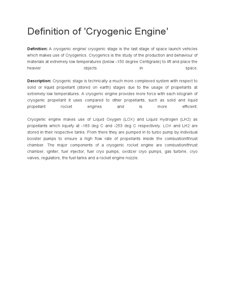 CRyogenic Engine Vessel 1 | PDF