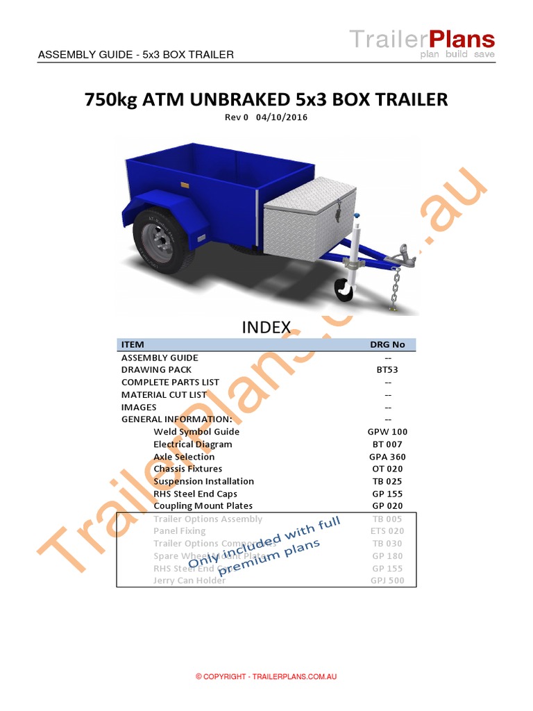 18BT53 5X3 Box Trailer Drawings PDF | PDF | Trailer (Vehicle ...