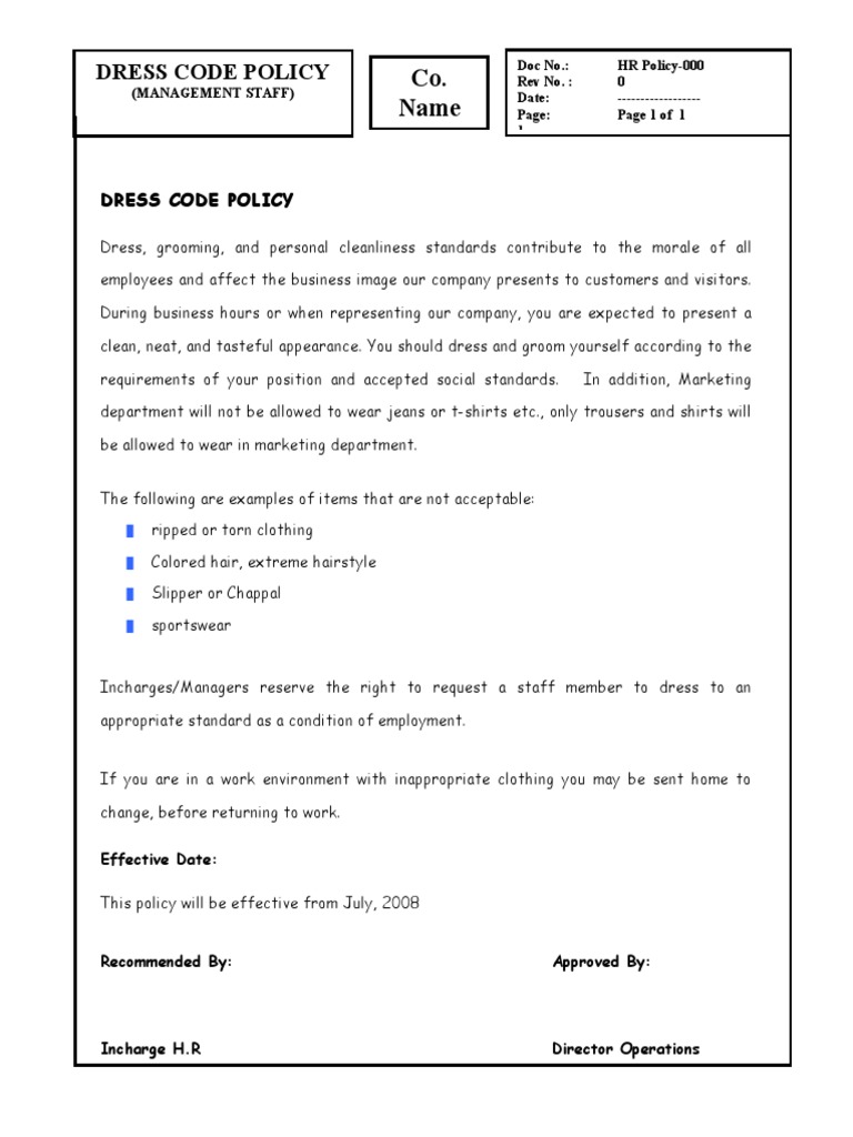 Dress Code Policy | PDF | Business