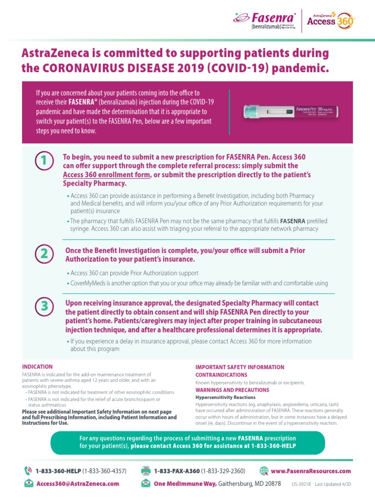 FASENRA - PFS To Pen Communication Downloadable PDF | PDF | Asthma ...