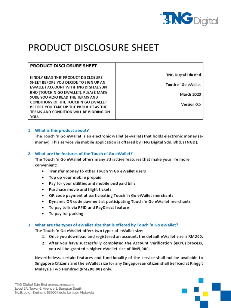 Product Disclosure Sheet | PDF | Personal Identification Number ...