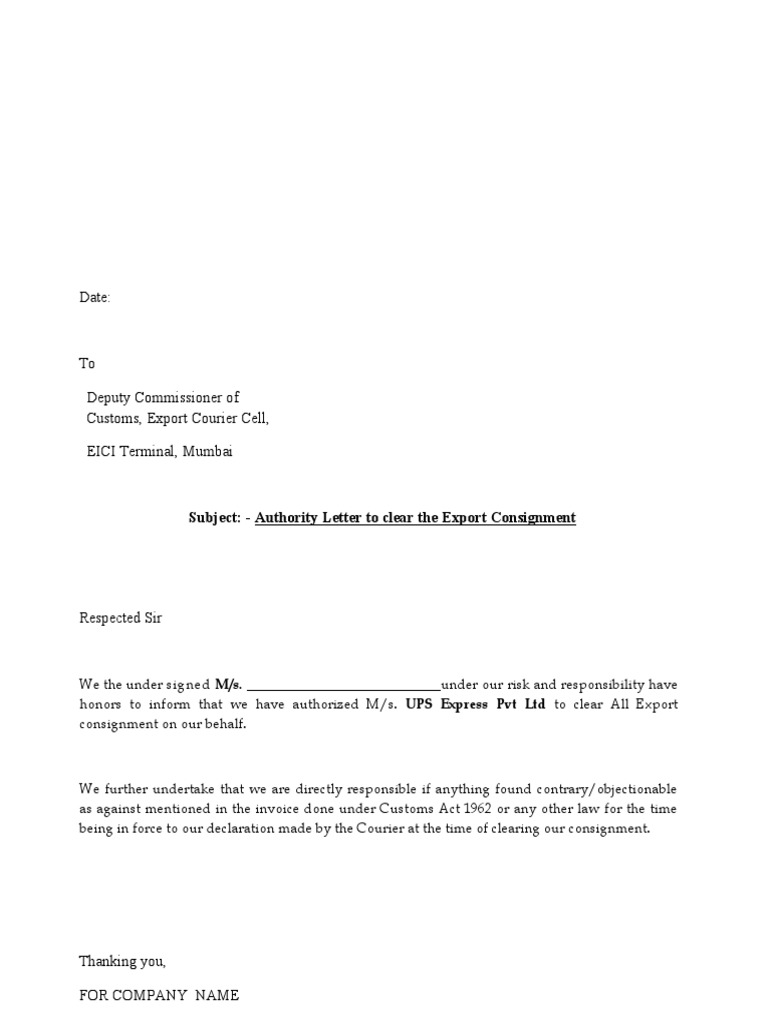 UPS Authority Letter | PDF | Business | Finance & Money Management