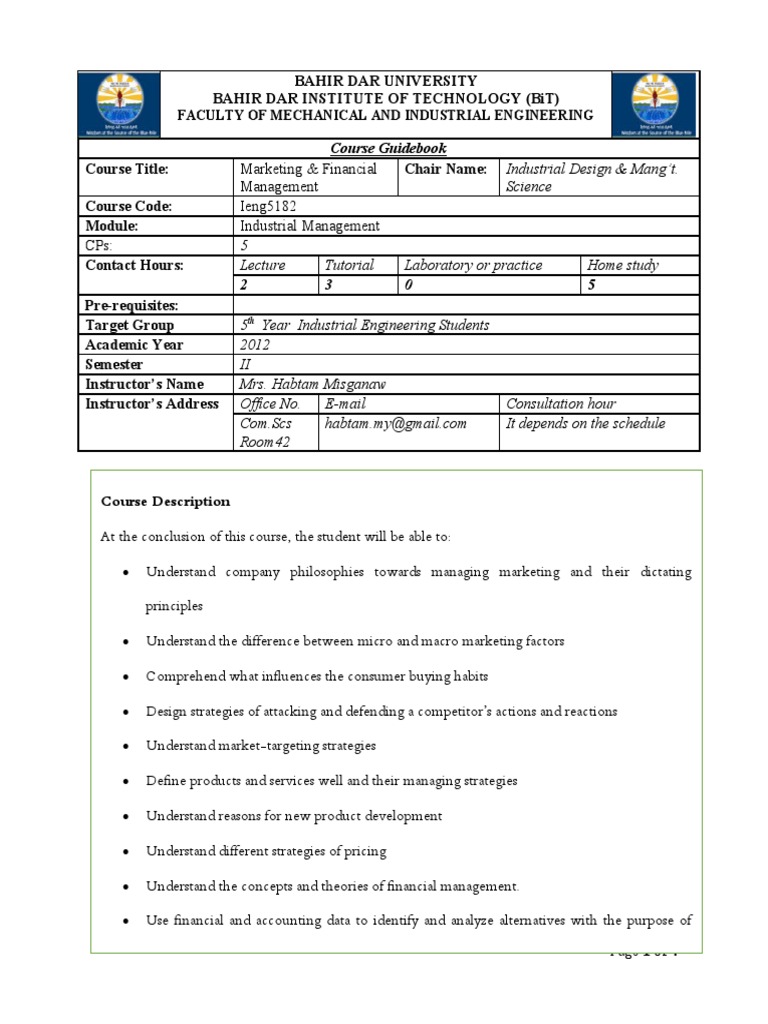 Marketing Course Guide Book | PDF | Lecture | Market Segmentation
