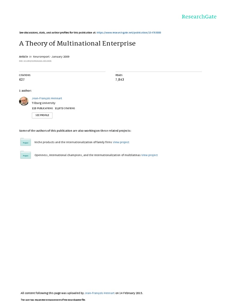 A Theory Of Multinational Enterprise Pdf