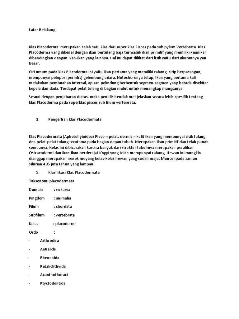 Pisces Placodermata | PDF | Sains & Matematika
