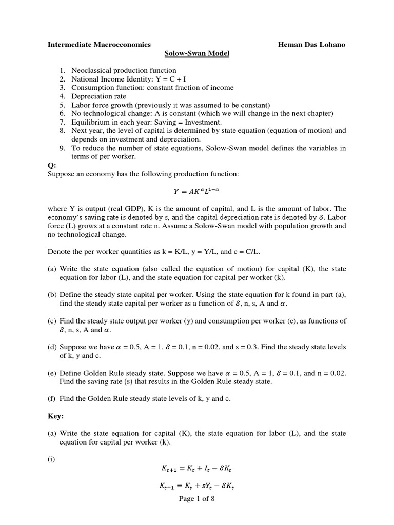 Solow-Swan Model | PDF | Economic Growth | Macroeconomics