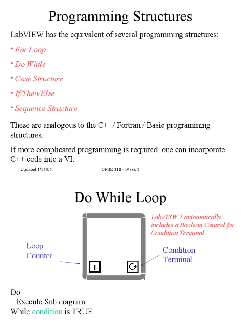 Programming Structures: Labview Has The Equivalent of Several ...