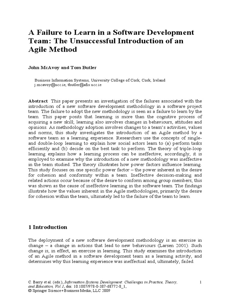 A Failure To Learn in A Software Development | PDF | Agile Software ...