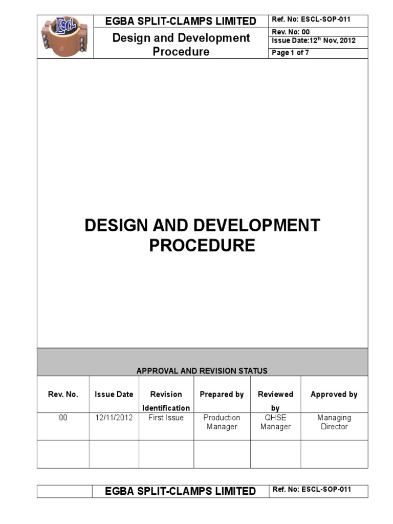 ESCL SOP 011 Design and Development Procedure PDF | PDF | Verification ...