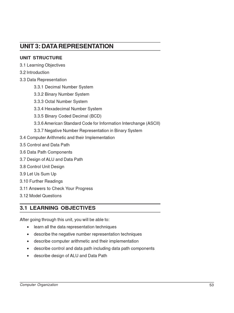Unit 3 Data Representation Pdf Central Processing Unit Binary Coded Decimal