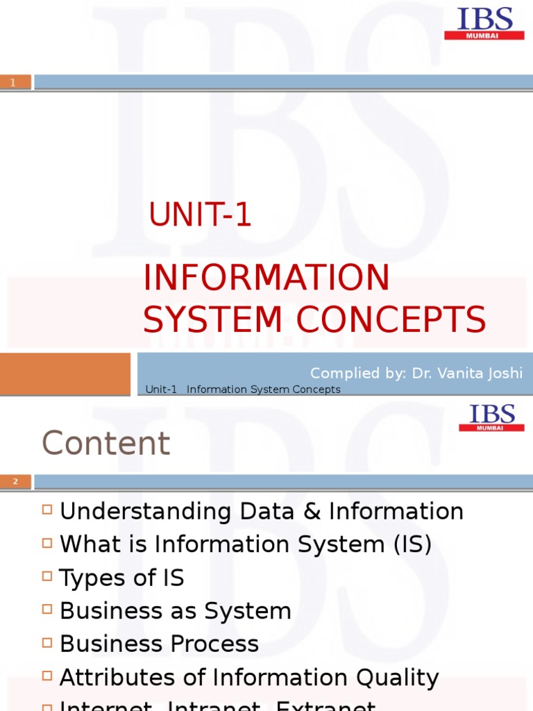 UNIT-1: Information System Concepts | PDF | Computer Network | Information System
