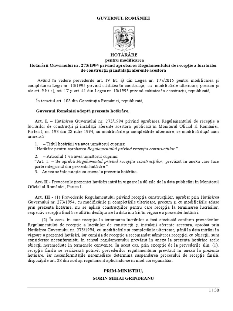 HG273 Actualizata2017 Si Anexe PDF | PDF