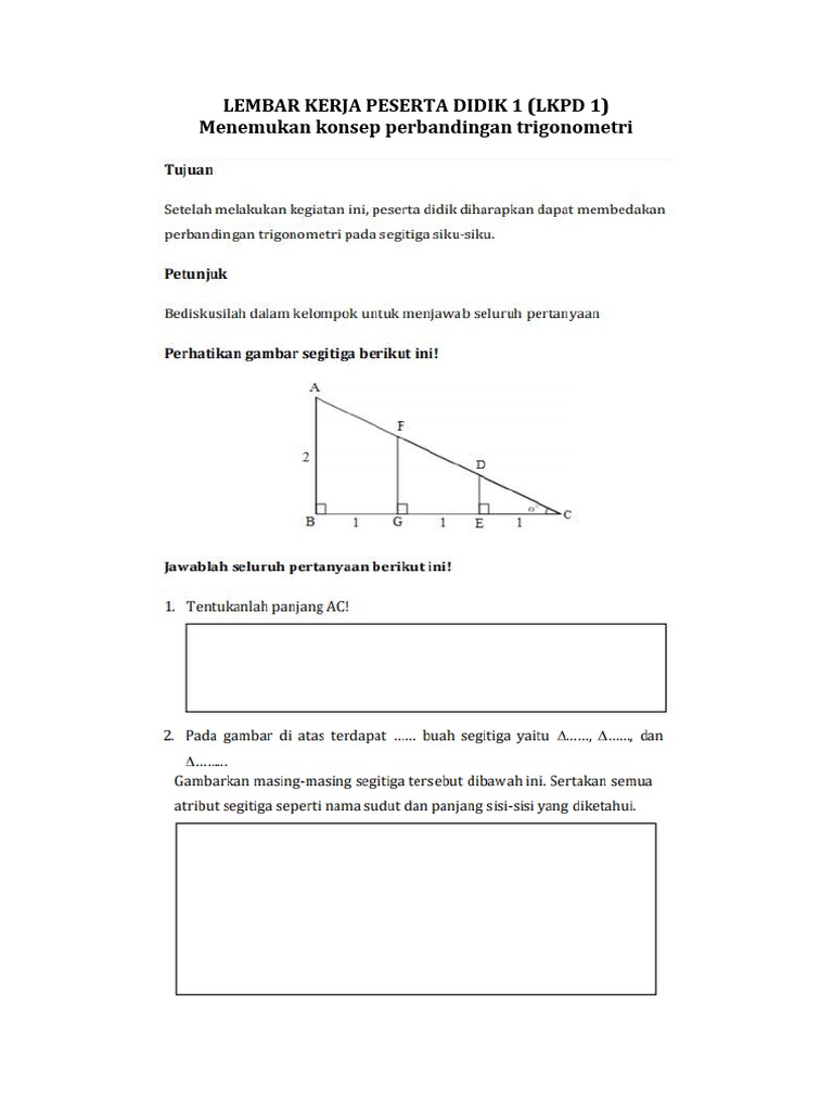 LKPD 3.8 Perbandingan Trigonometri Segitiga Siku-Siku | PDF | Metode & Bahan Ajar