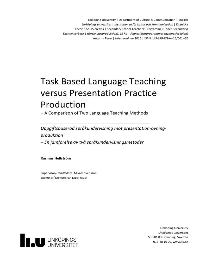 Fulltext01 PDF | PDF | Language Education | Second Language Acquisition