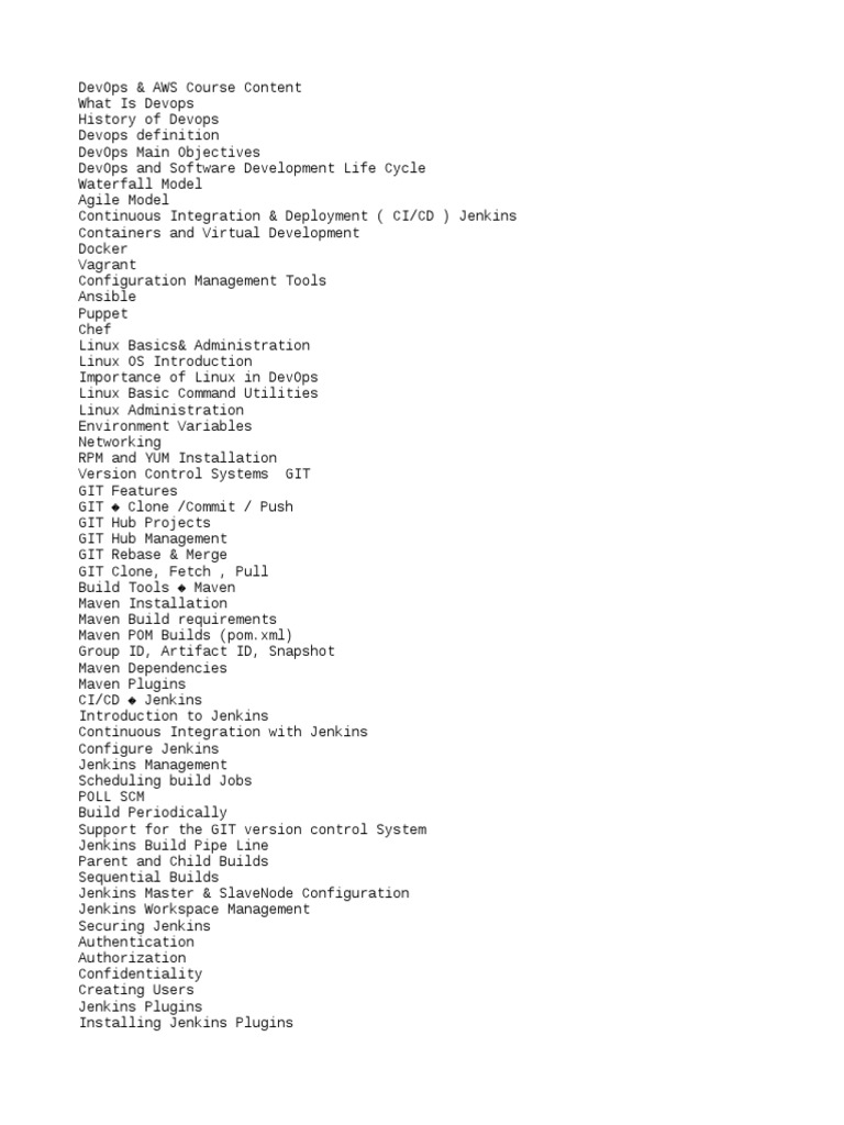 DevOps & AWS Course Content | PDF | Computer Mediated Communication | Software Engineering