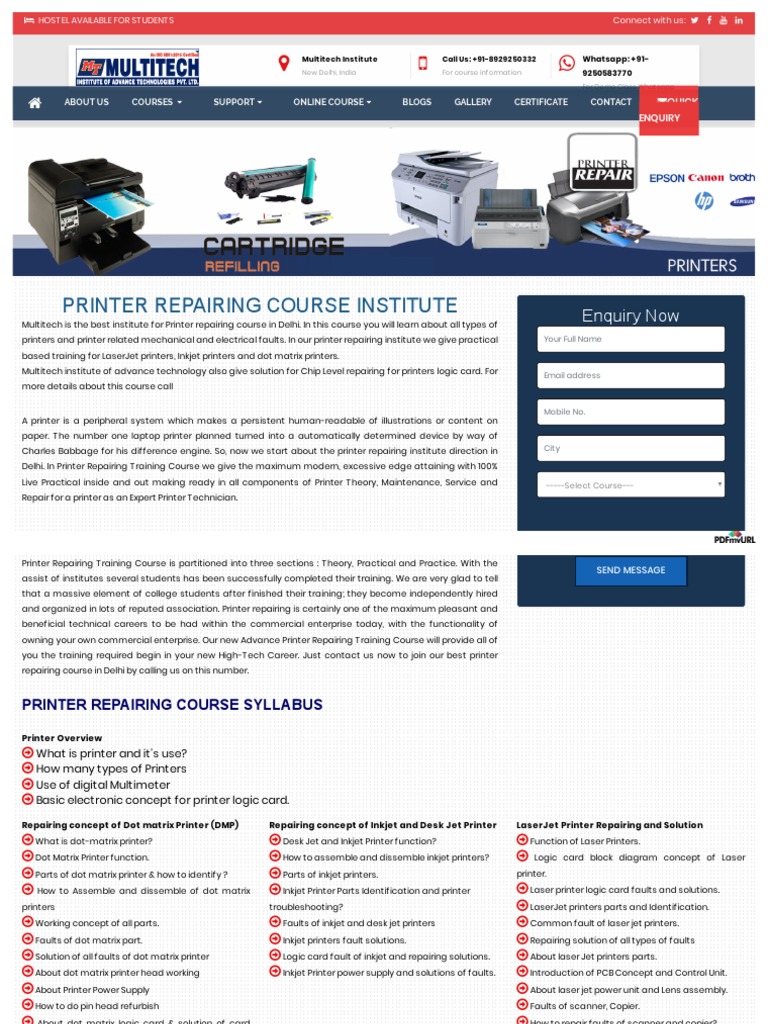 Printer Repairing Course - Printer Repairing Institute - Printer ...