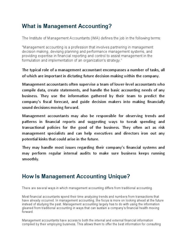Understanding Management Accounting Roles | PDF | Management Accounting ...
