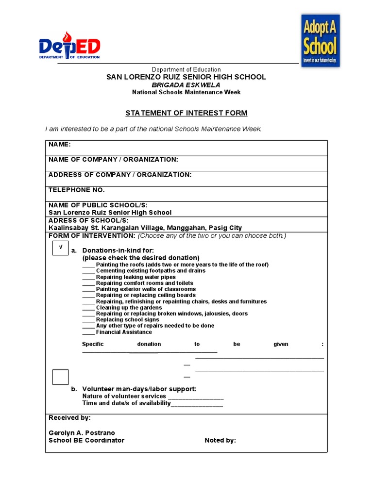 Statement of Interest Form | PDF
