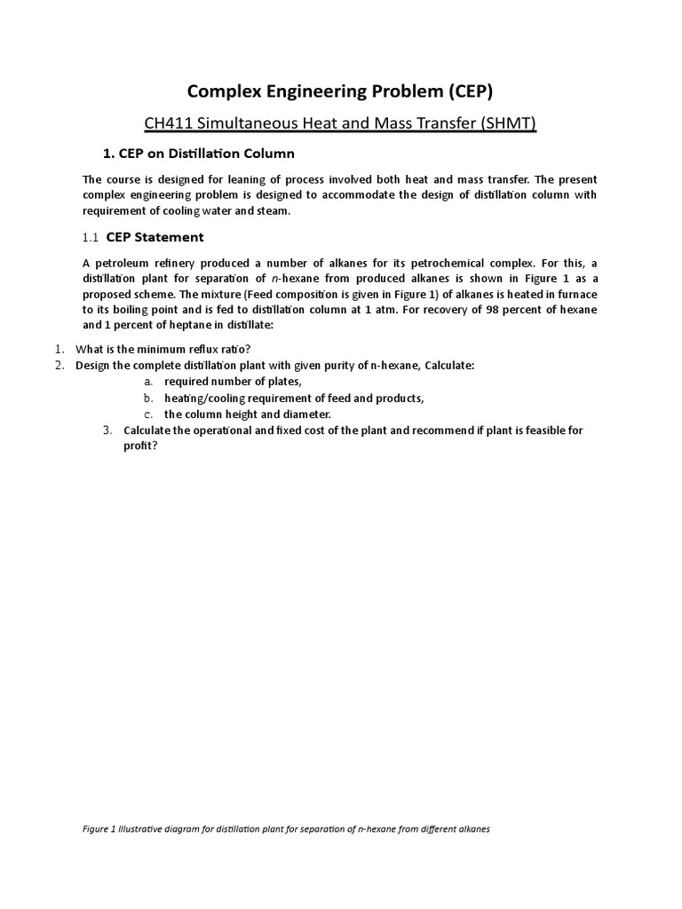 Complex Engineering Problem (CEP) : CH411 Simultaneous Heat and Mass ...