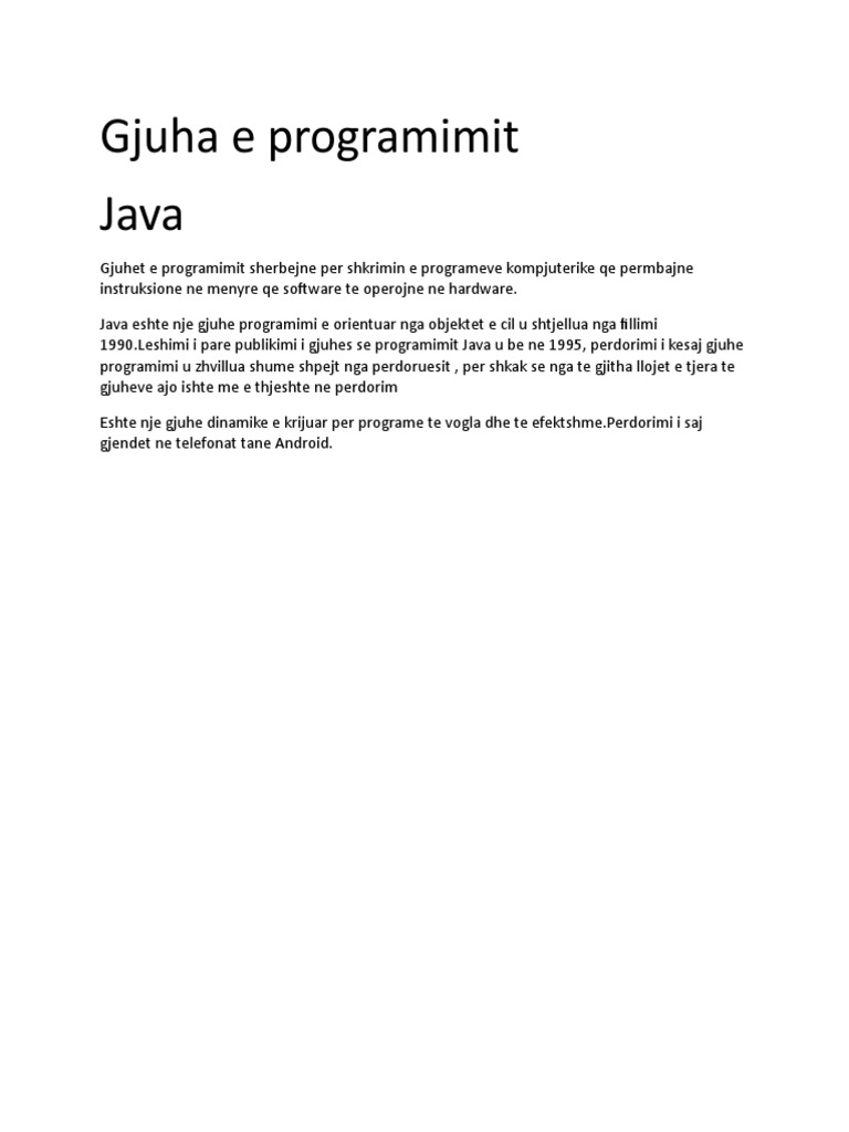 Gjuha e Programimit Java | PDF