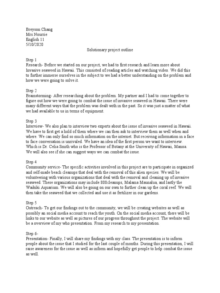 Solutionary Project Outline | PDF | Communication