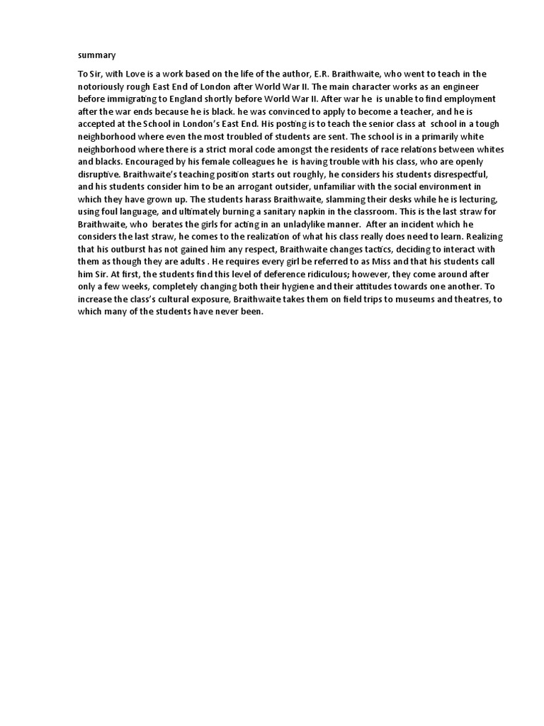To Sir, with Love: A Teaching Journey | PDF | Social Science