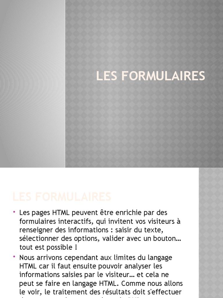 Les Formulaires | PDF | Langage de balisage | Html
