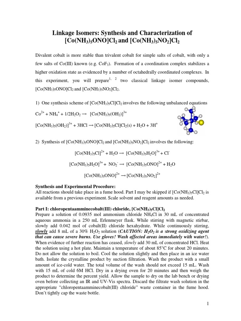 Inorganic Lab Exp 3 PDF | PDF | Ammonia | Cobalt