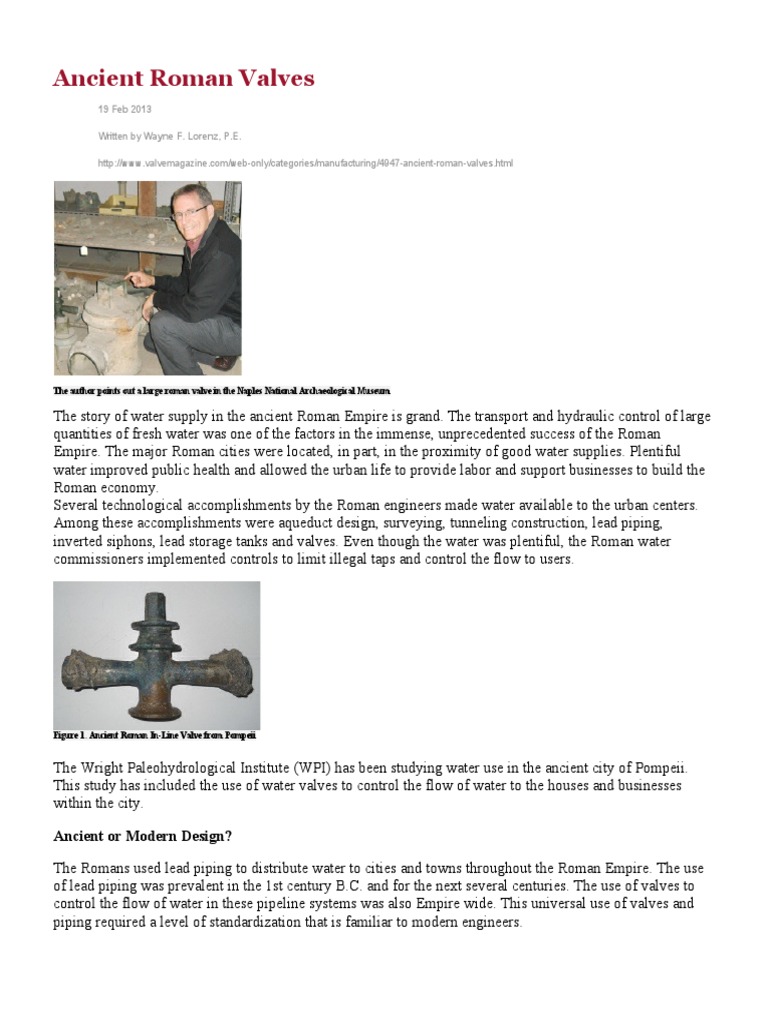 Ancient Roman Valves | PDF | Valve | Pipe (Fluid Conveyance)