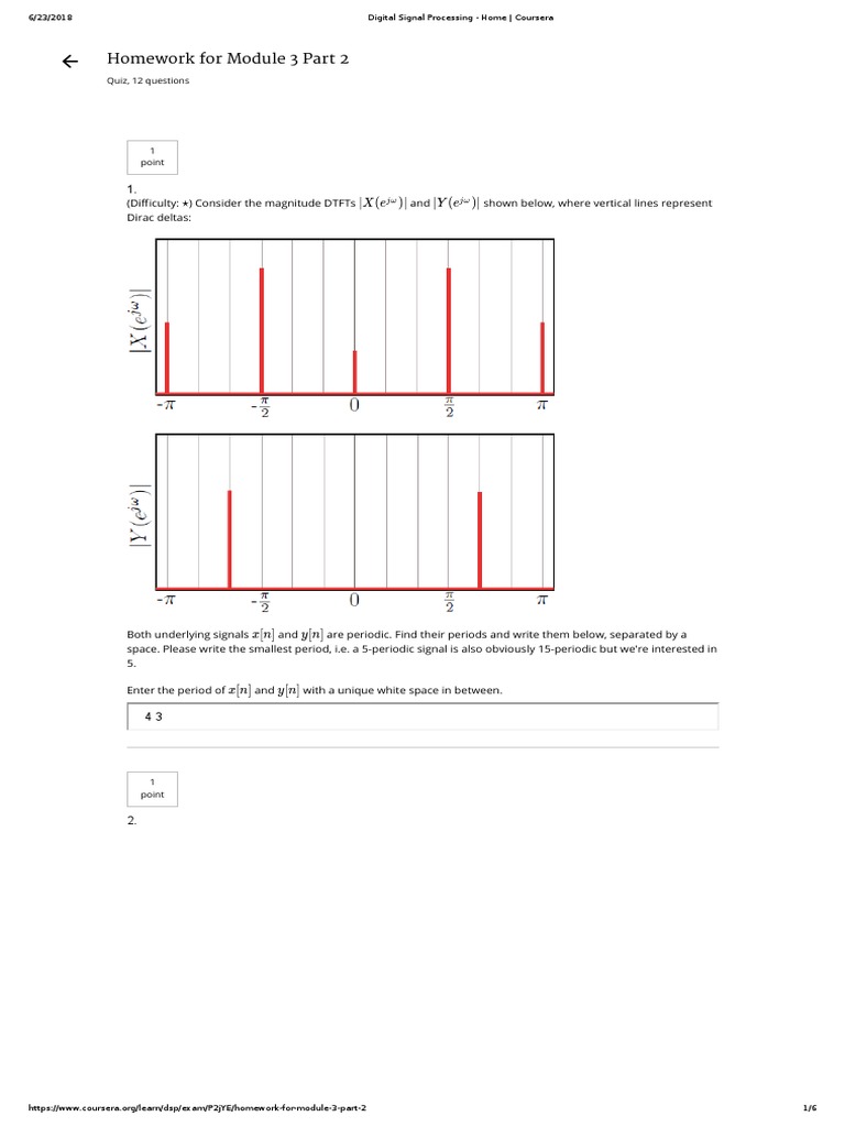 Homework For Module 3 Part 2 | PDF | Signal Processing | Mathematical ...