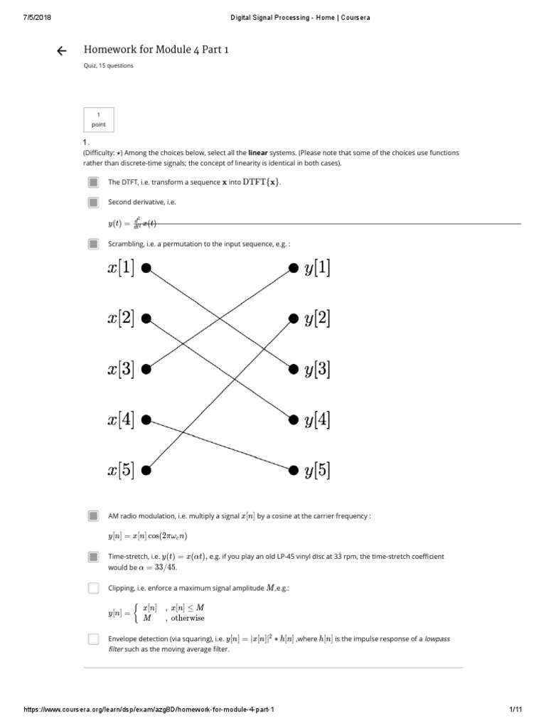 Module 4 Homework: DSP Quiz Answers | PDF | Low Pass Filter | Modulation