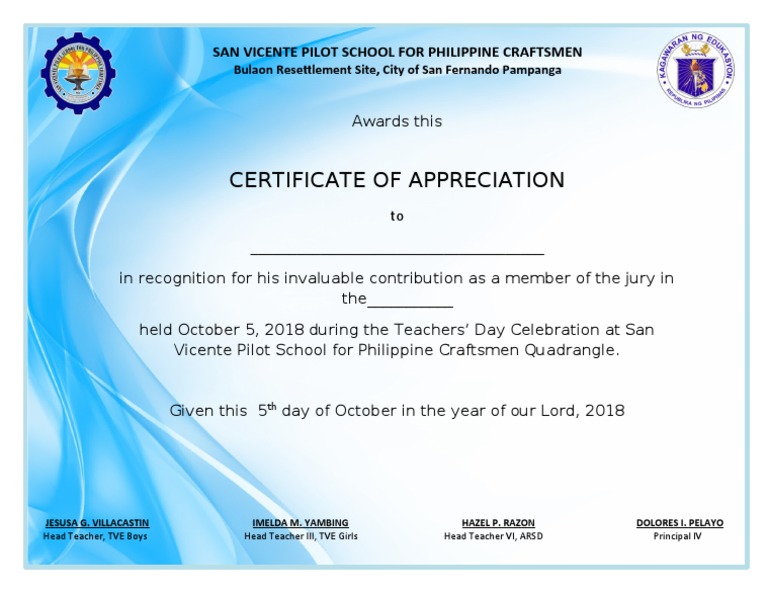 Sample Certificates For Judges PDF