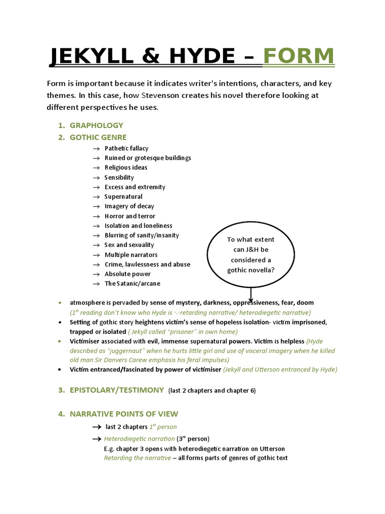 Jekyll and Hyde Form and Structure | PDF | Strange Case Of Dr Jekyll ...