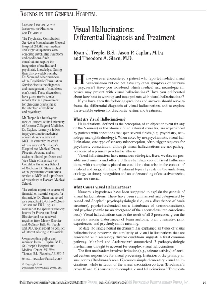 Visual Hallucinations Differential Diagn PDF | PDF | Hallucination ...