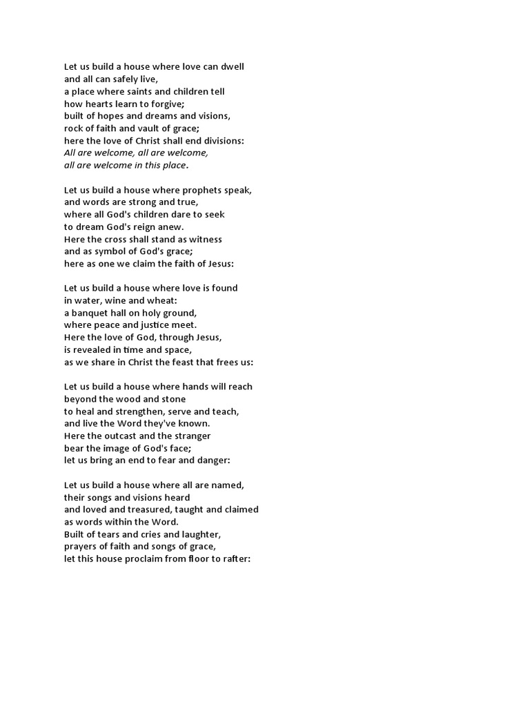 Let Us Build a House of Love | PDF