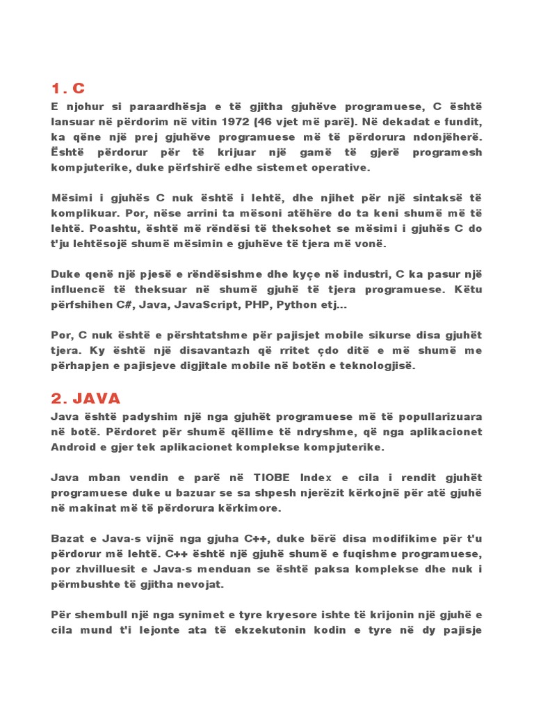 Gjuhet e Progamimit | PDF