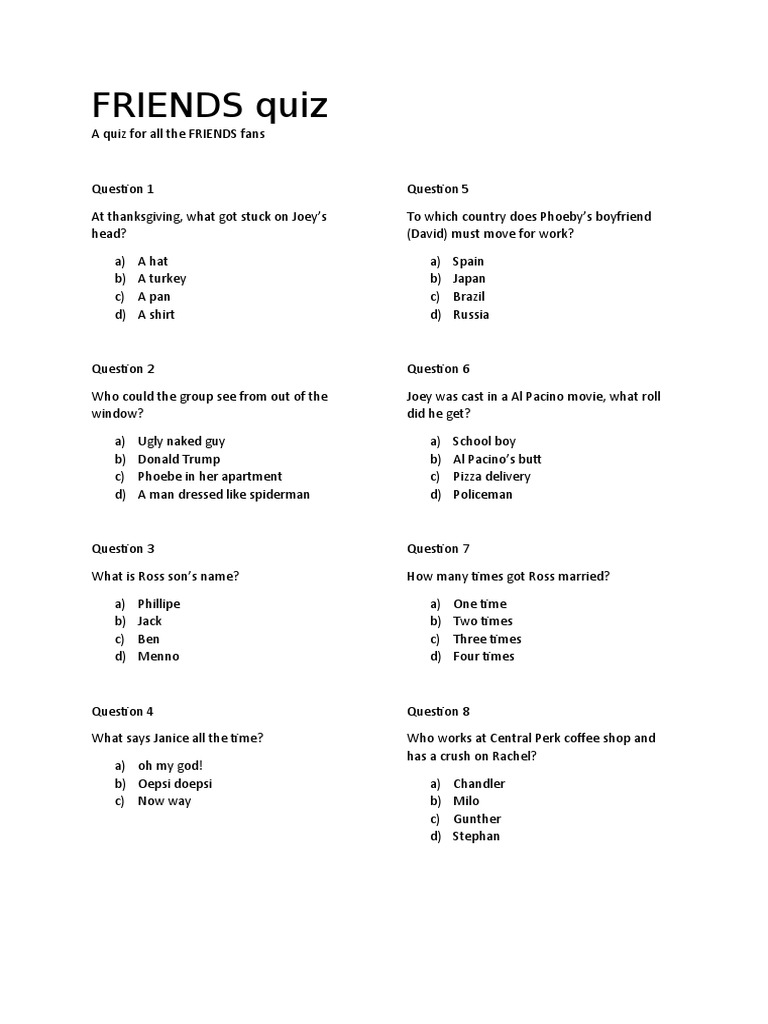 Friends Quiz | PDF