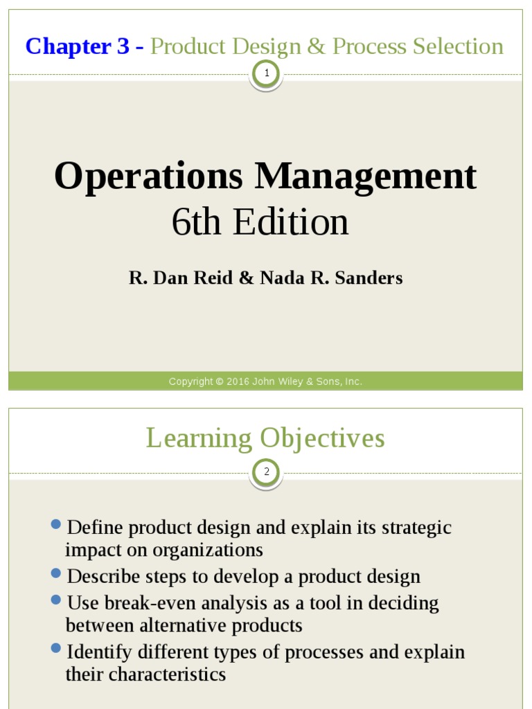 Operations Management: Product Design & Process Selection | PDF ...