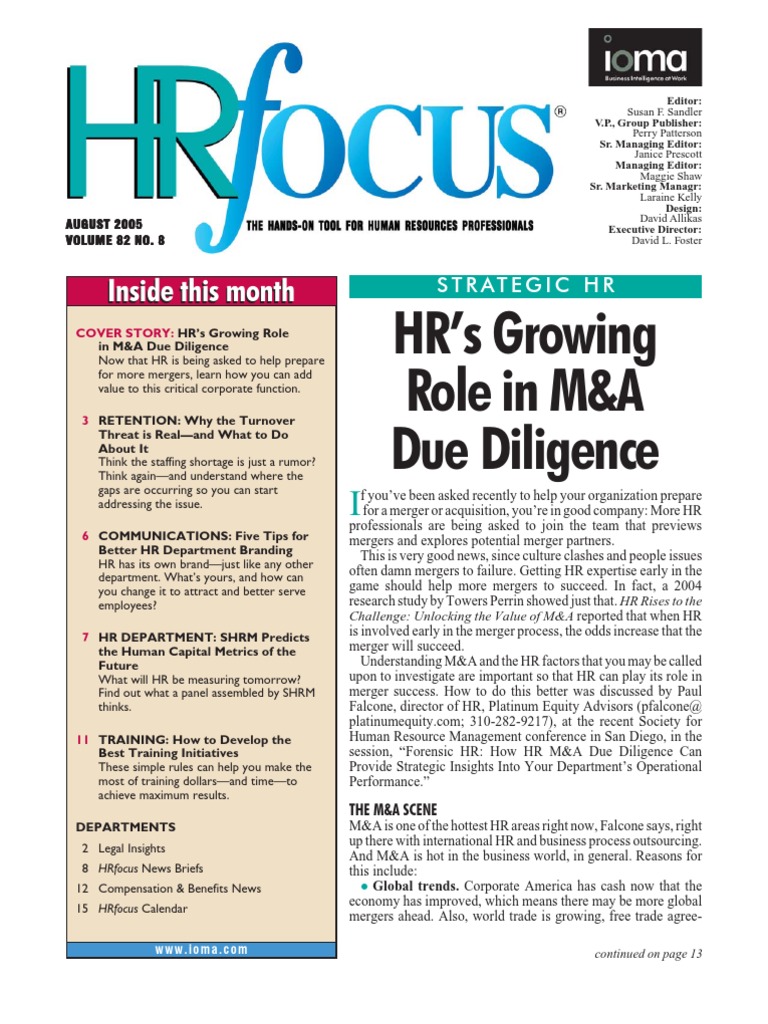 HR Due Diligence. Best Practices | PDF | Mergers And Acquisitions ...