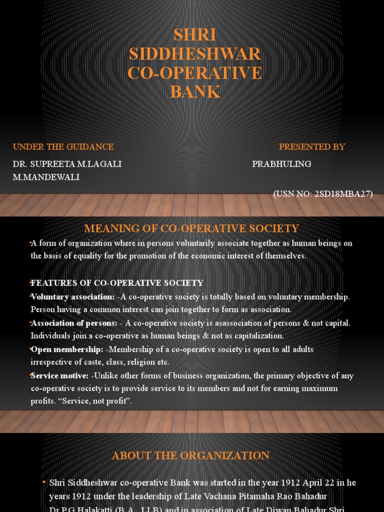 Shri Siddheshwar Co-Operative Bank | PDF | Banks | Cooperative